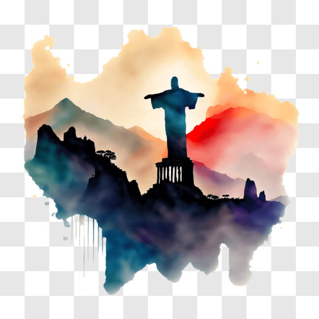 Download Watercolor Illustration of Statue of Christ in Rio de Janeiro ...