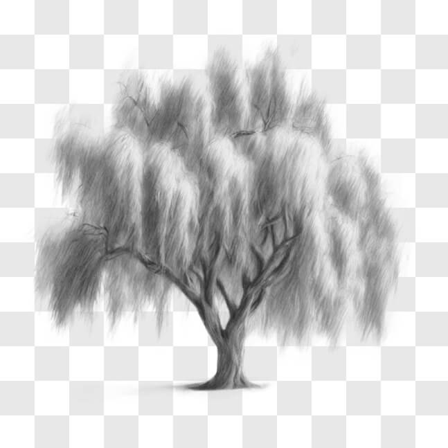 Download Black and White Drawing of a Weeping Willow Tree Sketches ...