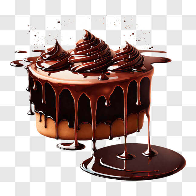 Download Decadent Chocolate Cake with Dripping Chocolate Topping PNGs ...