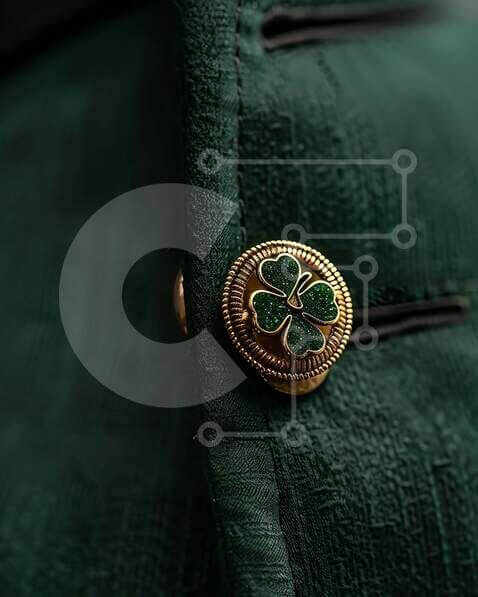 St. Patrick's Day Green Jacket with Clover Button stock photo ...