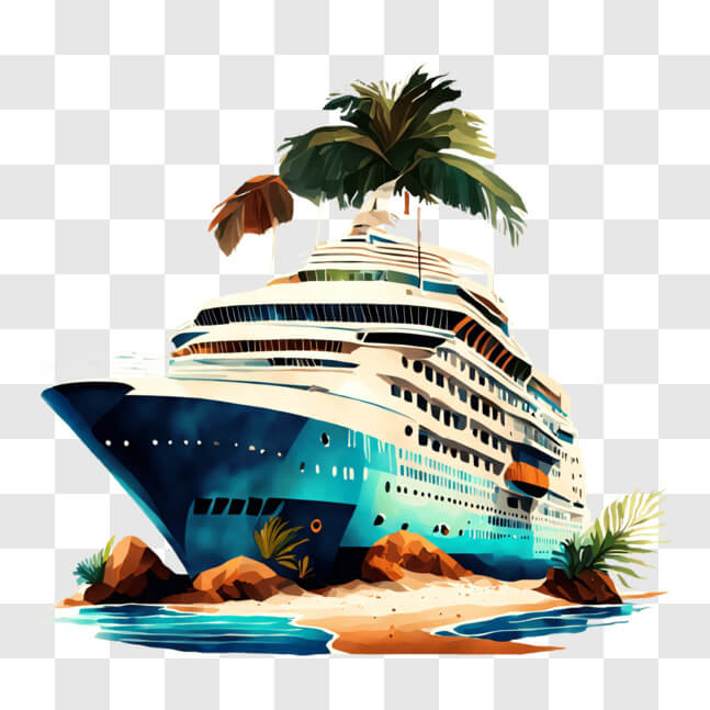 Download Cruise Ship Adventure in Tropical Setting PNGs Online - Creative Fabrica