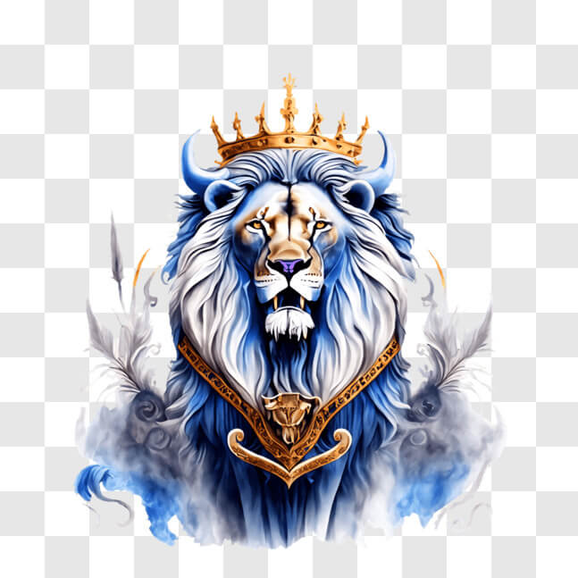 Download Blue and White Lion with Elaborate Crown PNGs Online ...