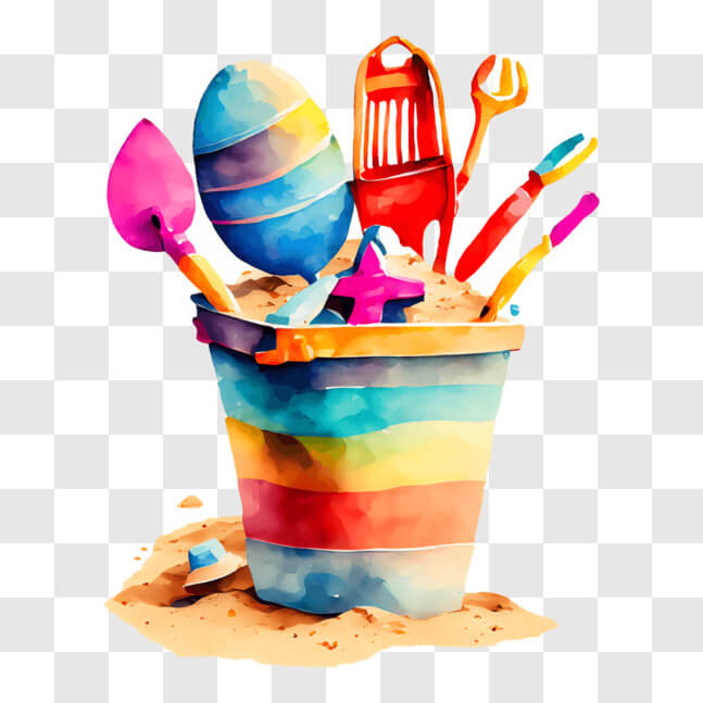 Download Colorful Bucket with Toys and Tools for Spring or Summer ...