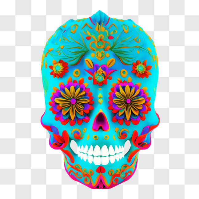 Download Colorful Sugar Skull with Flowers and Designs for Day of the ...