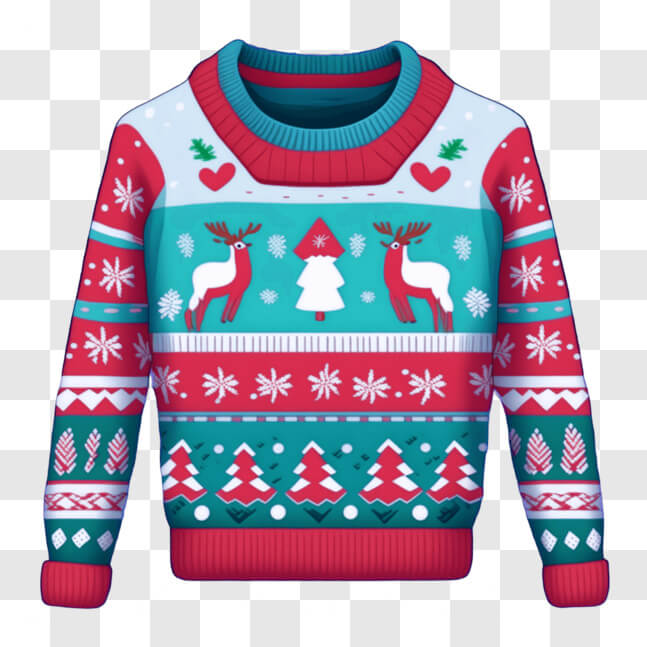 Download Ugly Christmas Sweater with Reindeer and Snowflake Pattern ...