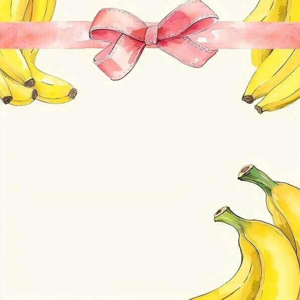 Download Watercolor Banana Background with Pink Ribbon Backgrounds ...