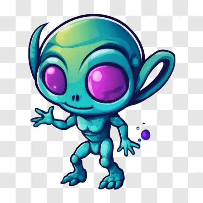 Download Small Blue Alien with Purple Eyes and Bubbles Cartoons Online ...