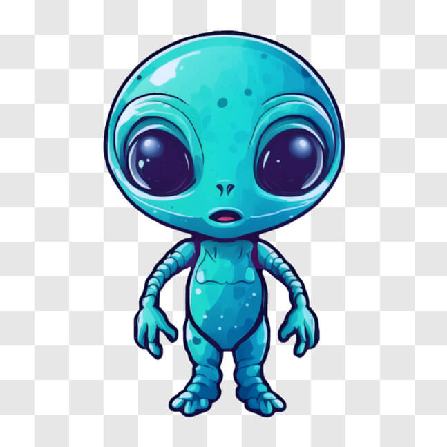 Download Small Blue Alien in the Dark Cartoons Online - Creative Fabrica