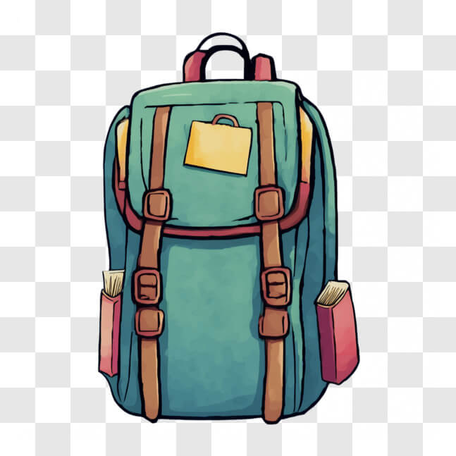 Download Blue Cartoon Backpack with Books and School Supplies Cartoons ...