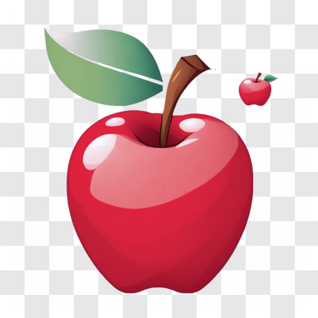 Download Red Apple with Leaves Cartoons Online - Creative Fabrica