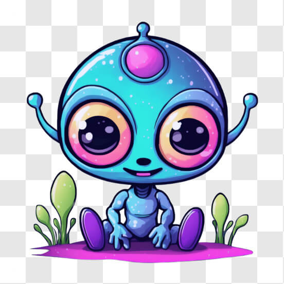 Download Blue Alien Reading Book and Holding Glass Beakers Cartoons ...