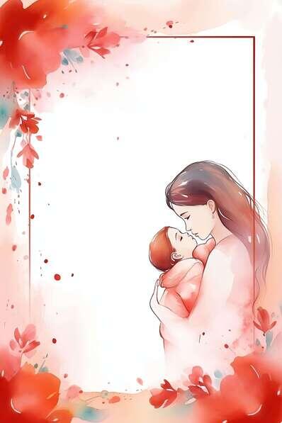 Download Mother holding baby surrounded by red and pink flowers ...