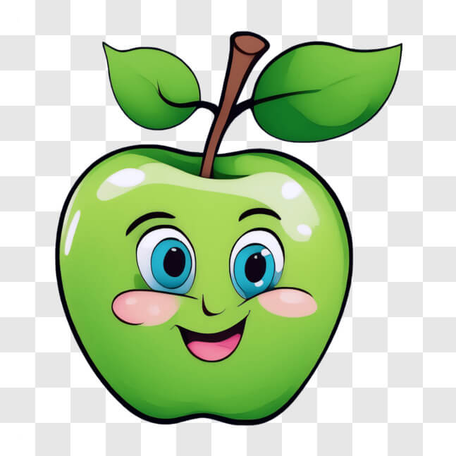Download Cheerful Green Apple with Smiling Expression Cartoons Online ...