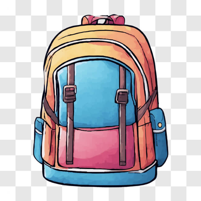 Download Colorful and Playful School Backpack in Orange, Blue, and Pink ...