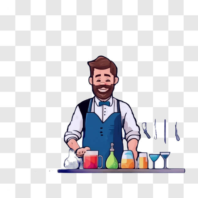Download Cartoon Bartender Mixing Drinks at Bar Cartoons Online ...