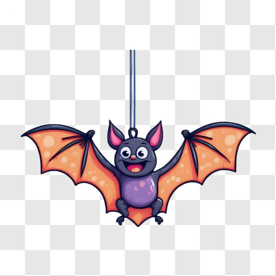 Download Cartoon Bat with Purple Eyes and Big Ears on Black Background ...