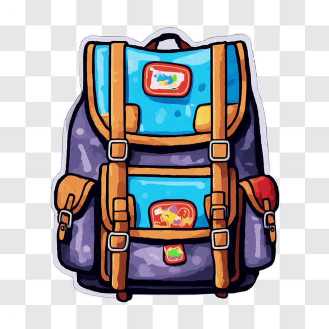 Download Cartoon Backpack with Colorful Stickers Cartoons Online ...