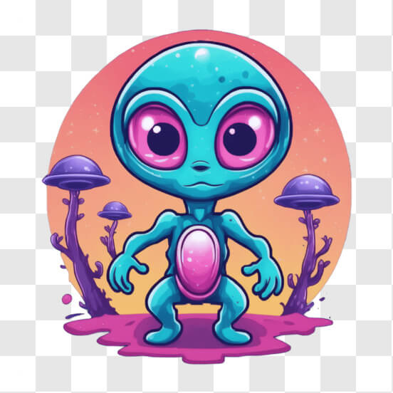 Download Cartoon Alien with Blue Eyes and Pink Hair Cartoons Online ...