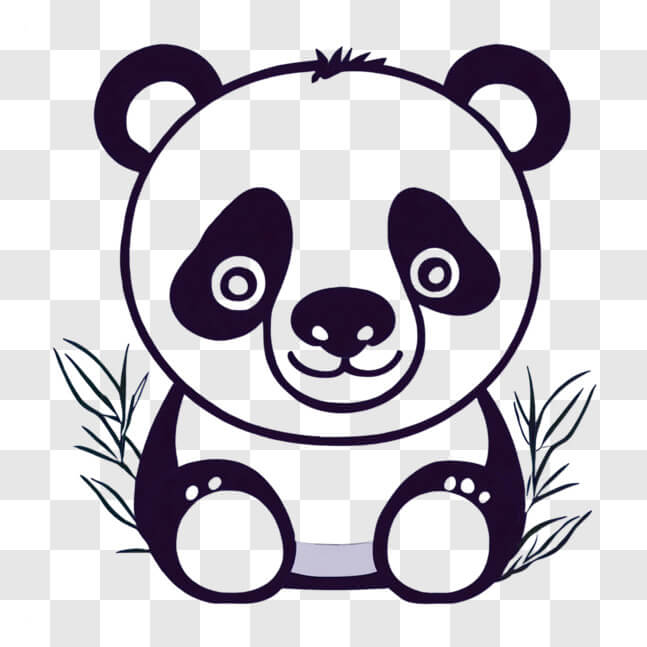 Download Purple Panda Bear in Green Leaves Cartoons Online - Creative ...