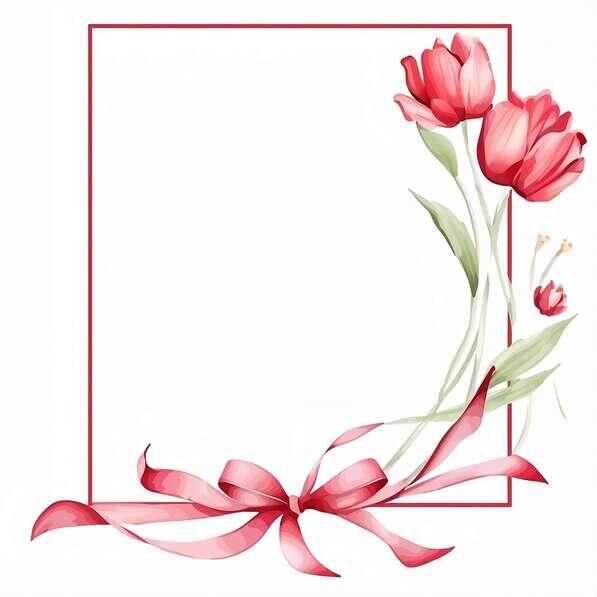 Download Red Tulips Watercolor Frame for Greeting Cards and Floral ...