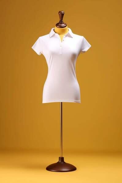 Download White Polo Shirt on Mannequin's Head on Orange Background ...