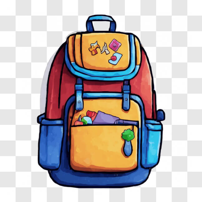 Download Colorful School Backpack Filled with Supplies Cartoons Online ...
