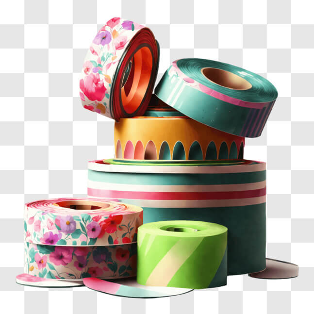 Download Colorful Decorative Tape Rolls with Various Patterns PNGs ...