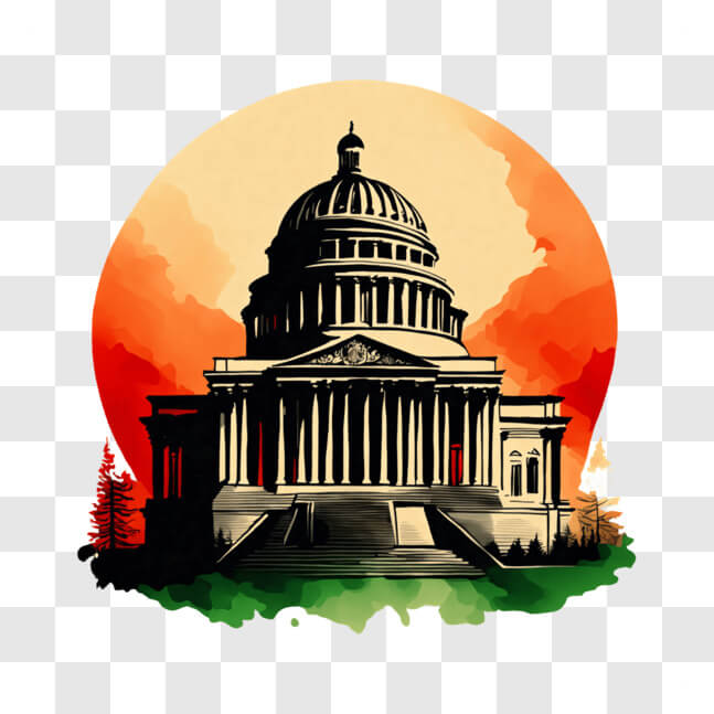 Download United States Capitol Building with Orange Sky PNGs Online ...
