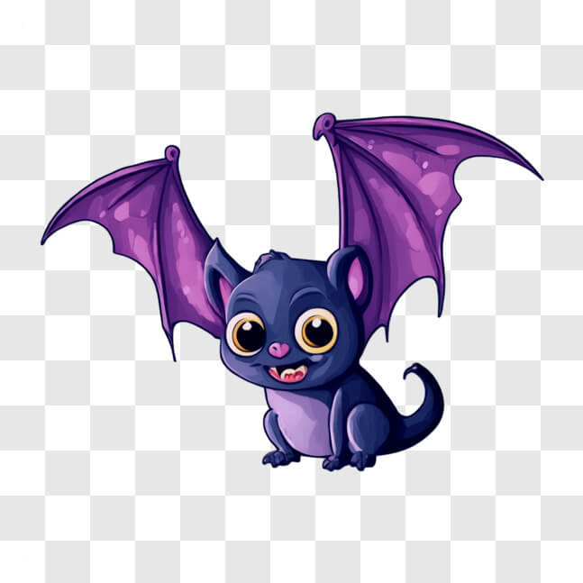 Download Small Purple Bat with Large Wings on Black Background Cartoons ...