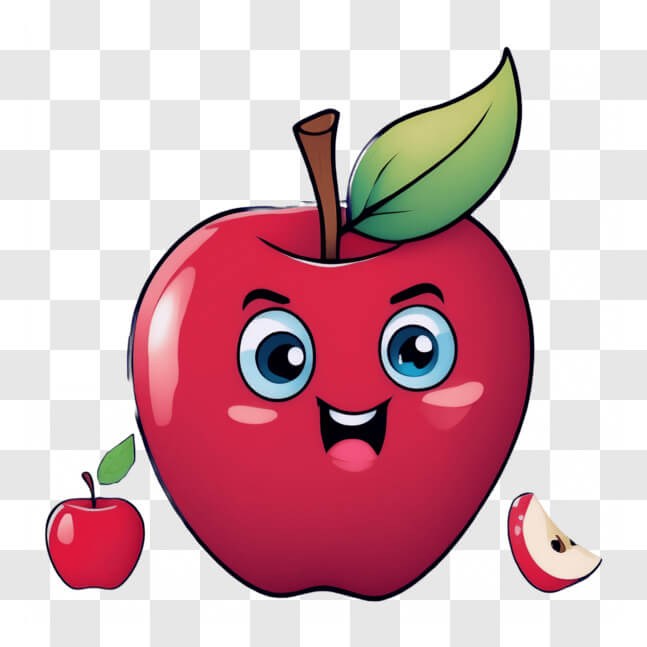 Download Cheerful Cartoon Apple Holding a Slice Cartoons Online ...