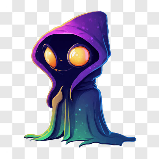 Download Mysterious Cartoon Character in Orange and Purple Hooded Cloak ...