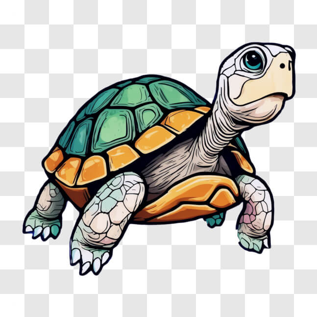 Download Cartoon Turtle with Orange and Green Color Scheme on Black ...