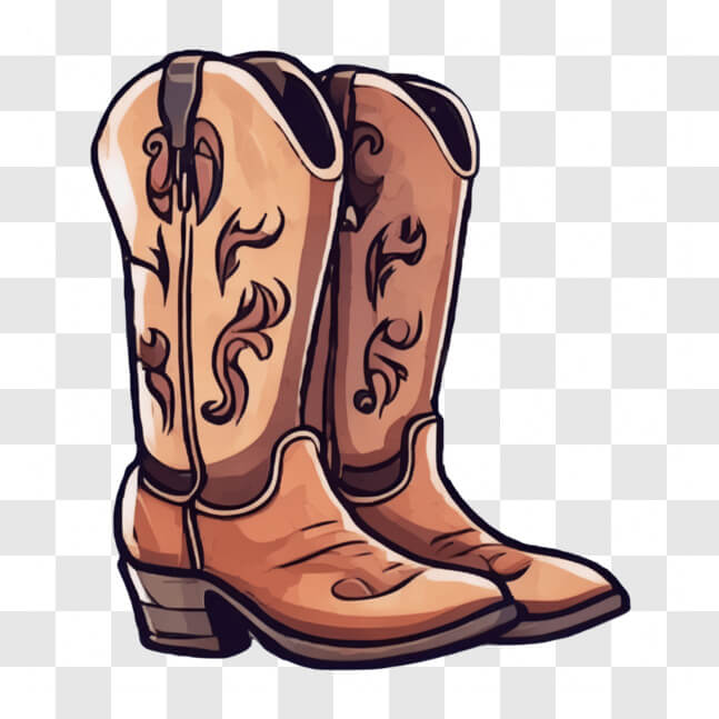 Download Sturdy and Stylish Brown Cowboy Boots Cartoons Online ...