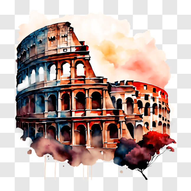 Download Colosseum in Rome, Italy - Watercolor Painting PNGs Online ...