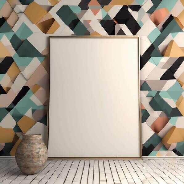 Descarga Marco de póster en blanco y jarrón de madera en interior ...