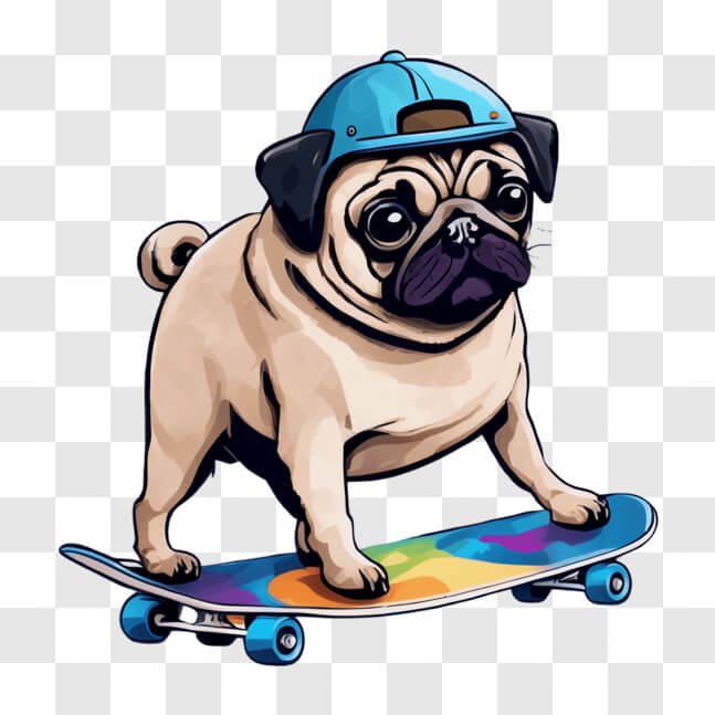 Download Cartoon Pug Dog Riding a Skateboard Cartoons Online - Creative ...