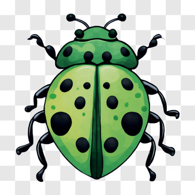 Download Green Ladybug with Black Spots Cartoons Online - Creative Fabrica