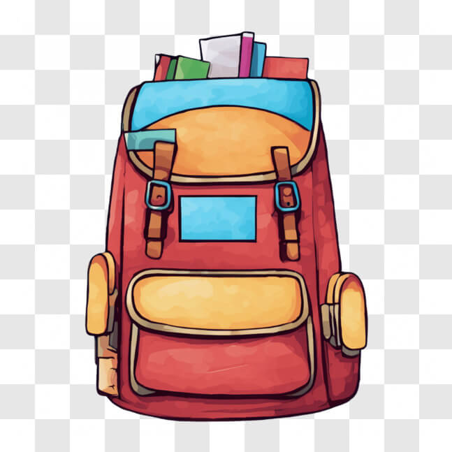 Download Colorful Backpack Filled with Books and Papers Cartoons Online ...