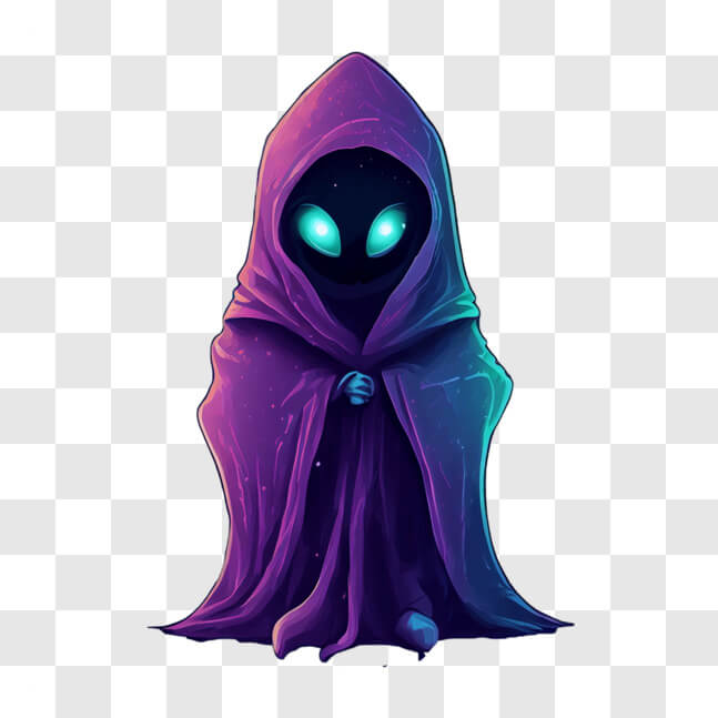 Download Purple Hooded Alien Art Piece Cartoons Online - Creative Fabrica