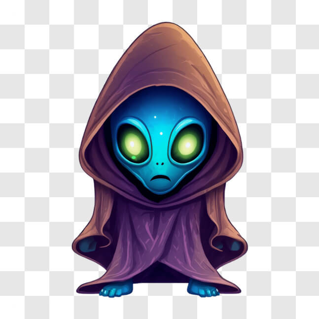 Download Alien in a Purple Hooded Cloak with Green Eyes Cartoons Online ...