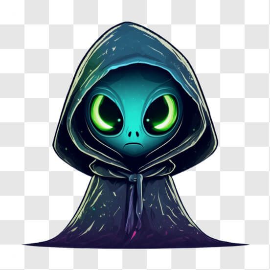 Download Alien in Purple Hooded Robe Standing with Hands on Hips ...