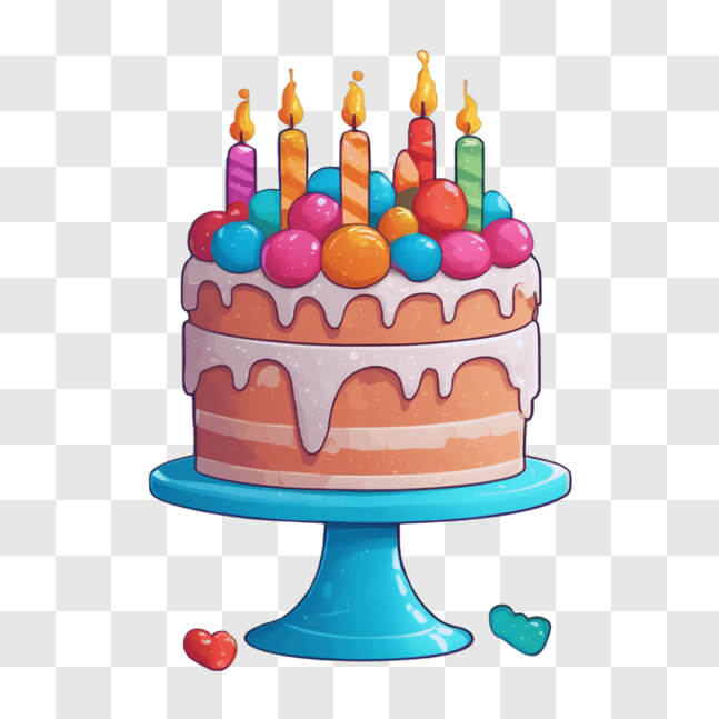 Download Colorful Birthday Cake with Candles and Candies Cartoons ...