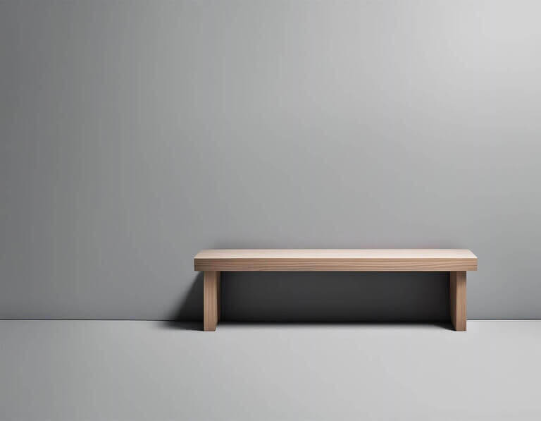 Download Wooden Bench in Empty Room Backgrounds Online - Creative Fabrica