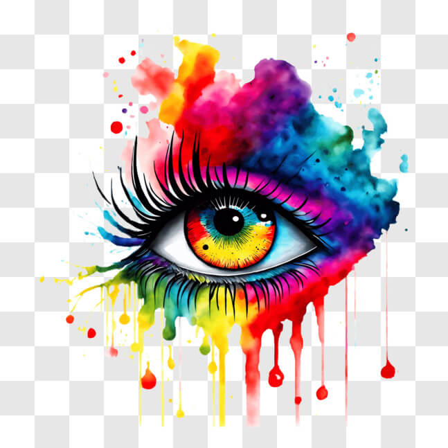 Download Colorful Eye with Paint Dripping PNGs Online - Creative Fabrica