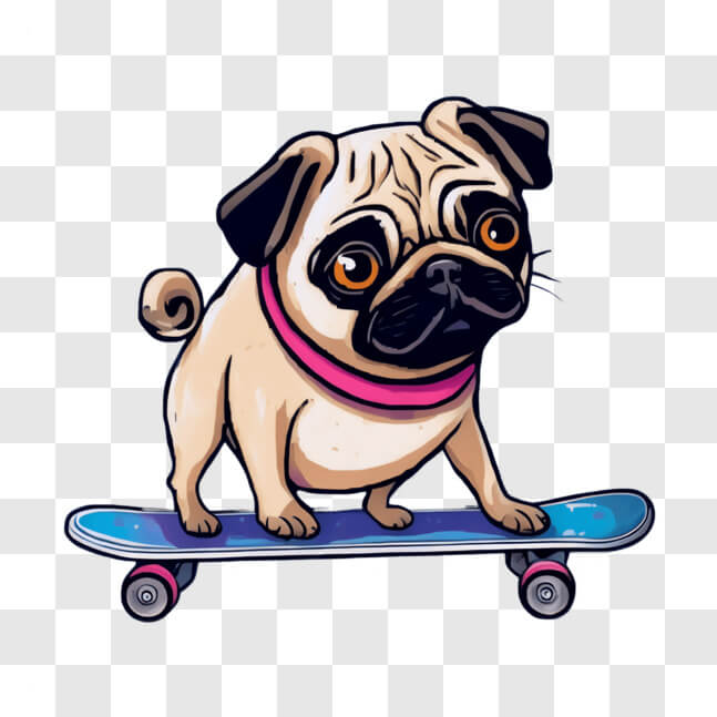 Download Cartoon Pug Dog on Orange Skateboard Cartoons Online ...