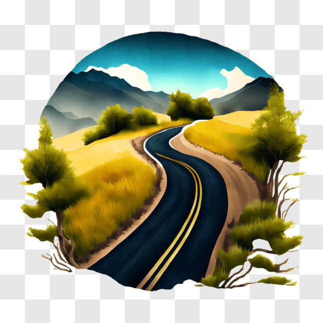 Download Scenic Country Road with Trees and Grasses PNGs Online ...