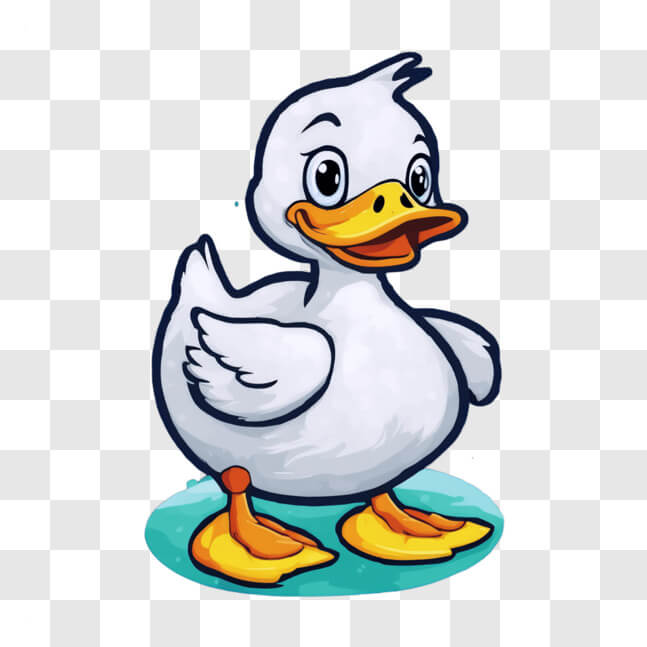 Download White Duck with Yellow Feet Standing on the Ground Cartoons ...