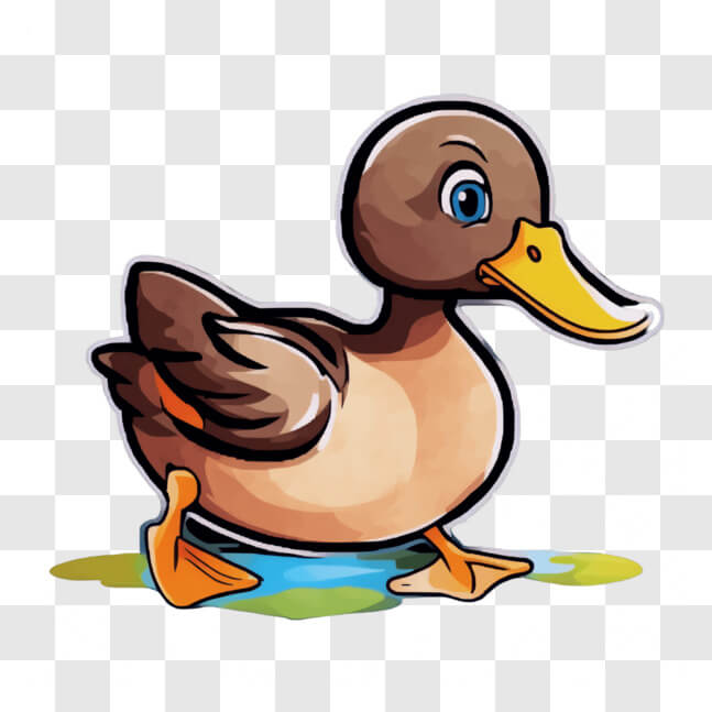 Download Cartoon Duck Walking on Water Cartoons Online - Creative Fabrica