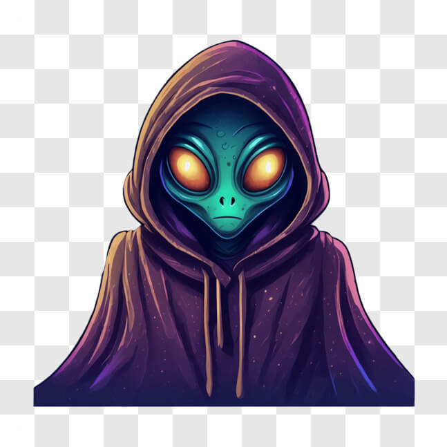 Download Alien in Hoodie with Glowing Green Eyes Cartoons Online ...