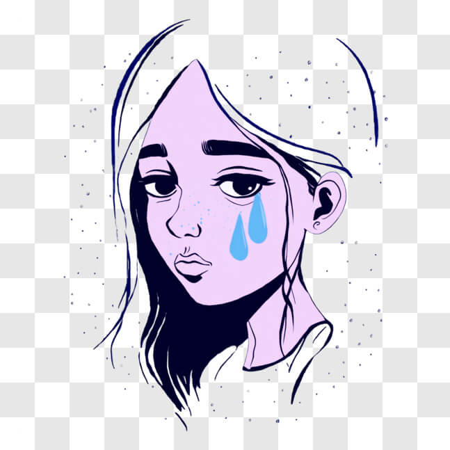 Download Illustration of a Crying Girl with Tears PNGs Online ...